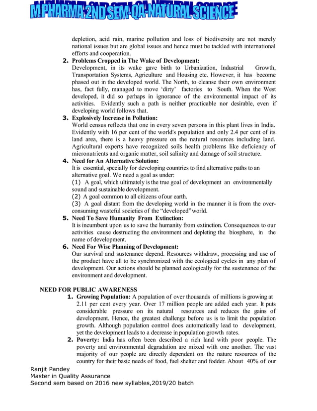 Multidisciplinary nature of environmental studies: Natural Resources ...