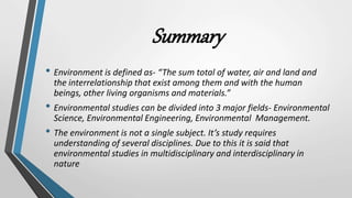 Multidisciplinary nature of environmental studies | PPTX