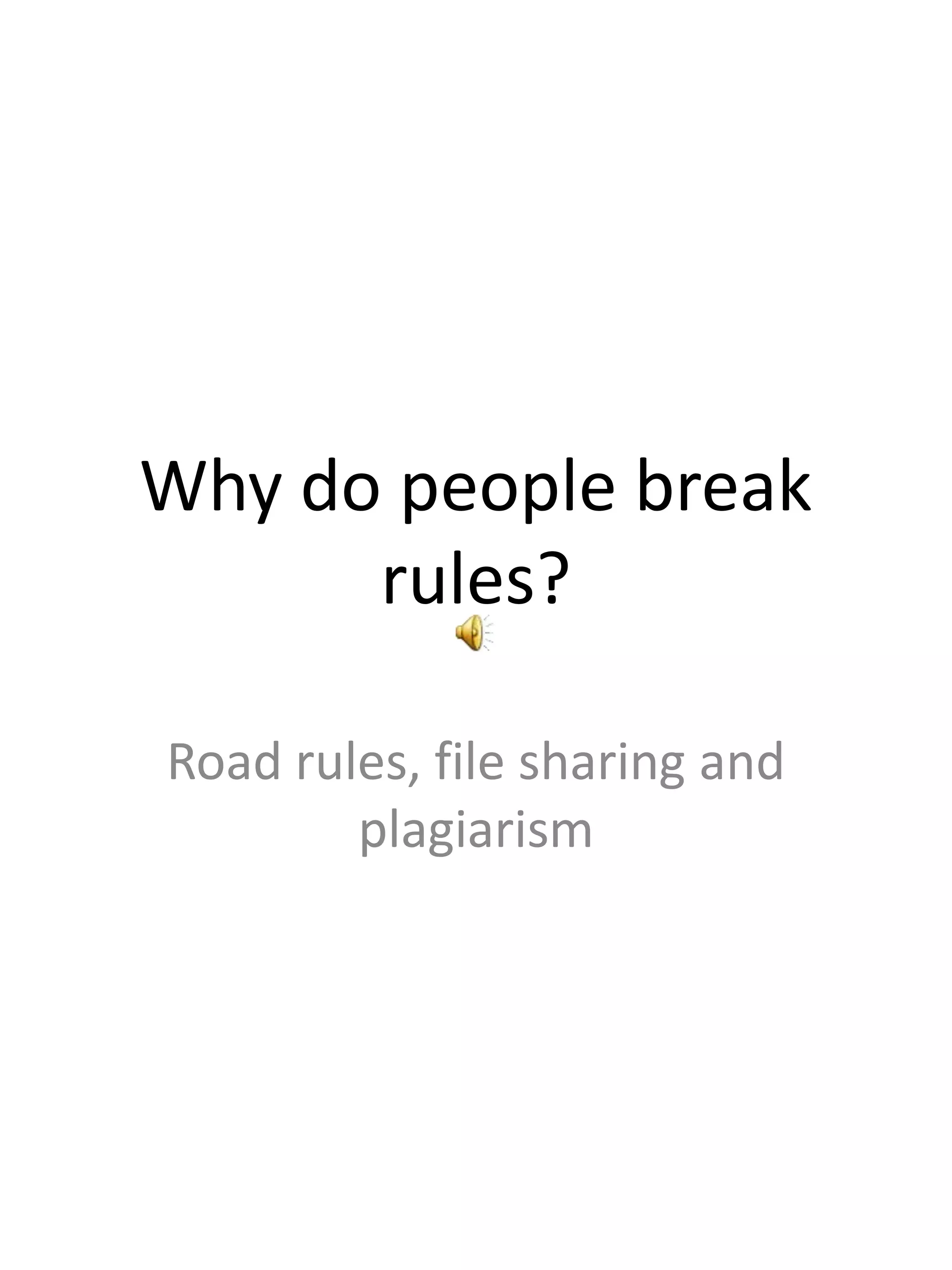 Why do people break rules? | PDF