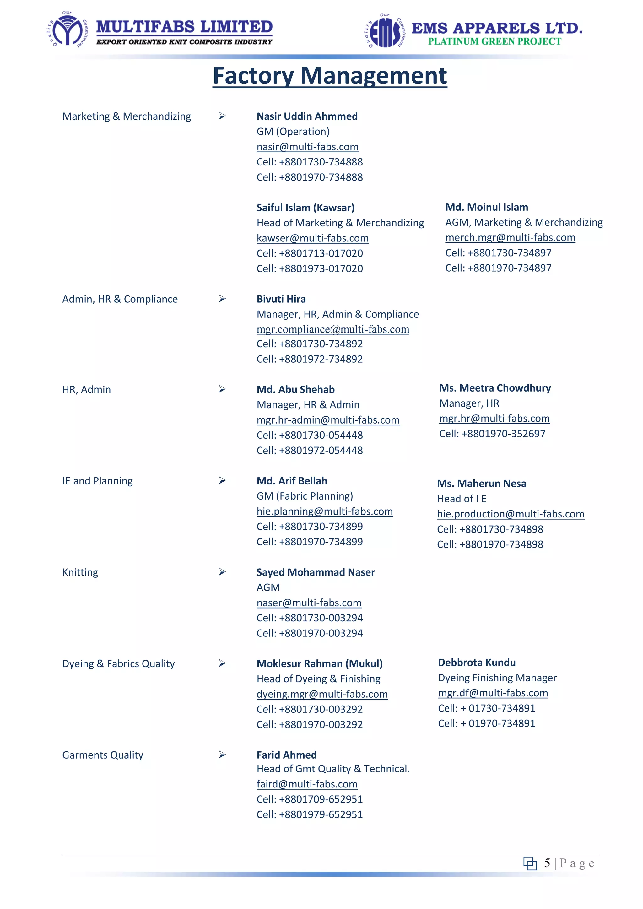 MULTIFABS LIMITED Dyeing factory profile # Porag Abdullah | PDF