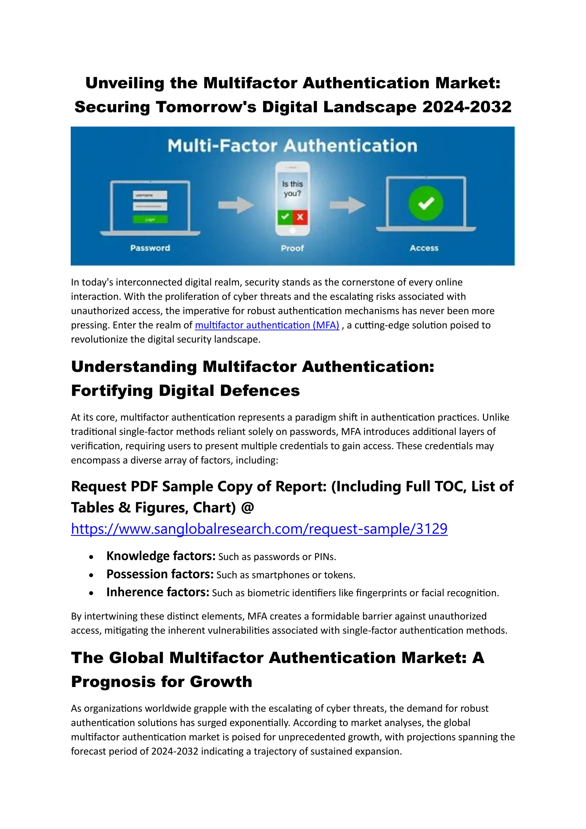 Unveiling the Multifactor Authentication Market: Securing Tomorrow's Digital Landscape 2024-2032 ...
