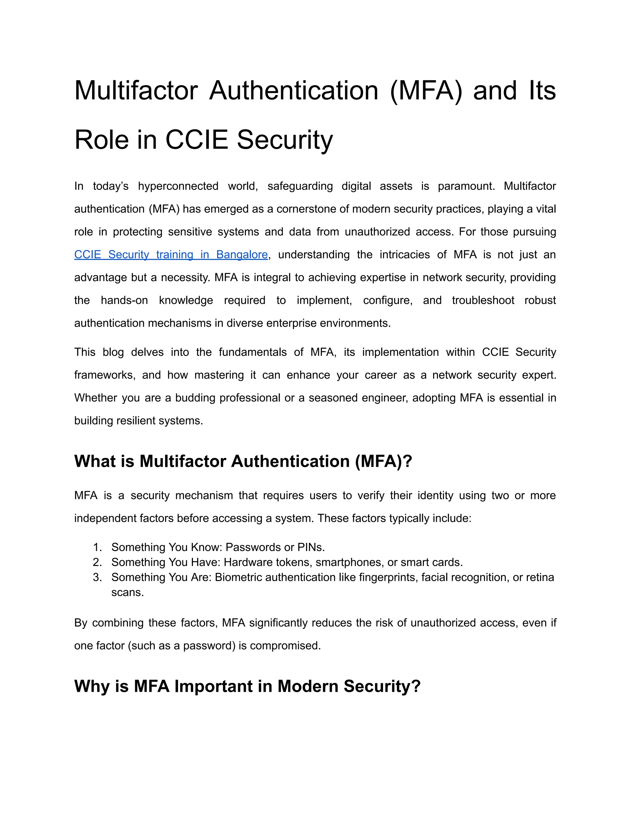 Multifactor Authentication Mfa And Its Role In Ccie Security Pdf