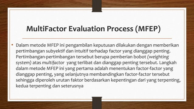 Multifactor evaluation process (mfep) | PPTX