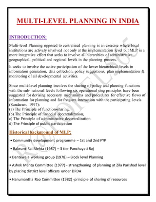 MULTI-LEVEL PLANNING IN INDIA | DOCX