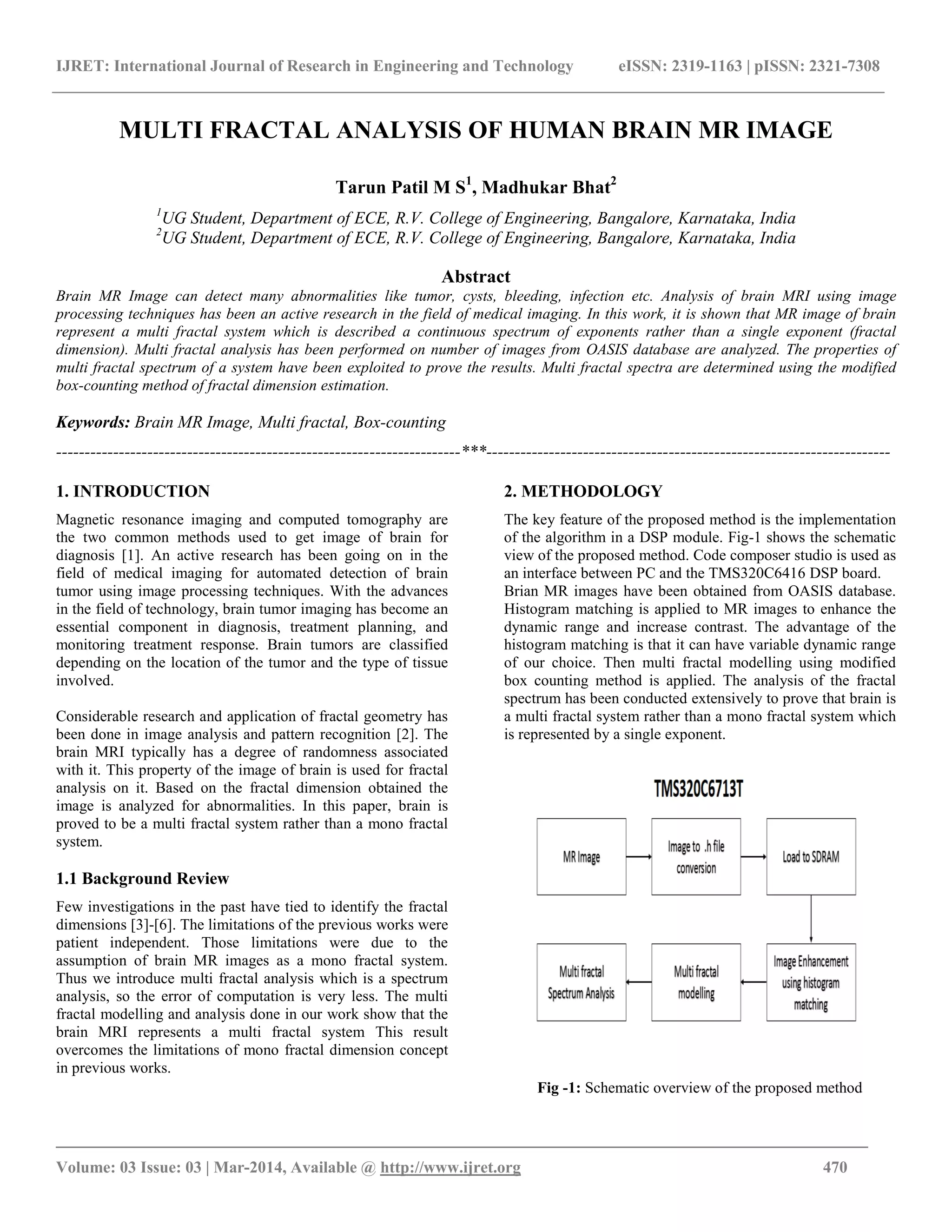 Multi fractal analysis of human brain mr image | PDF
