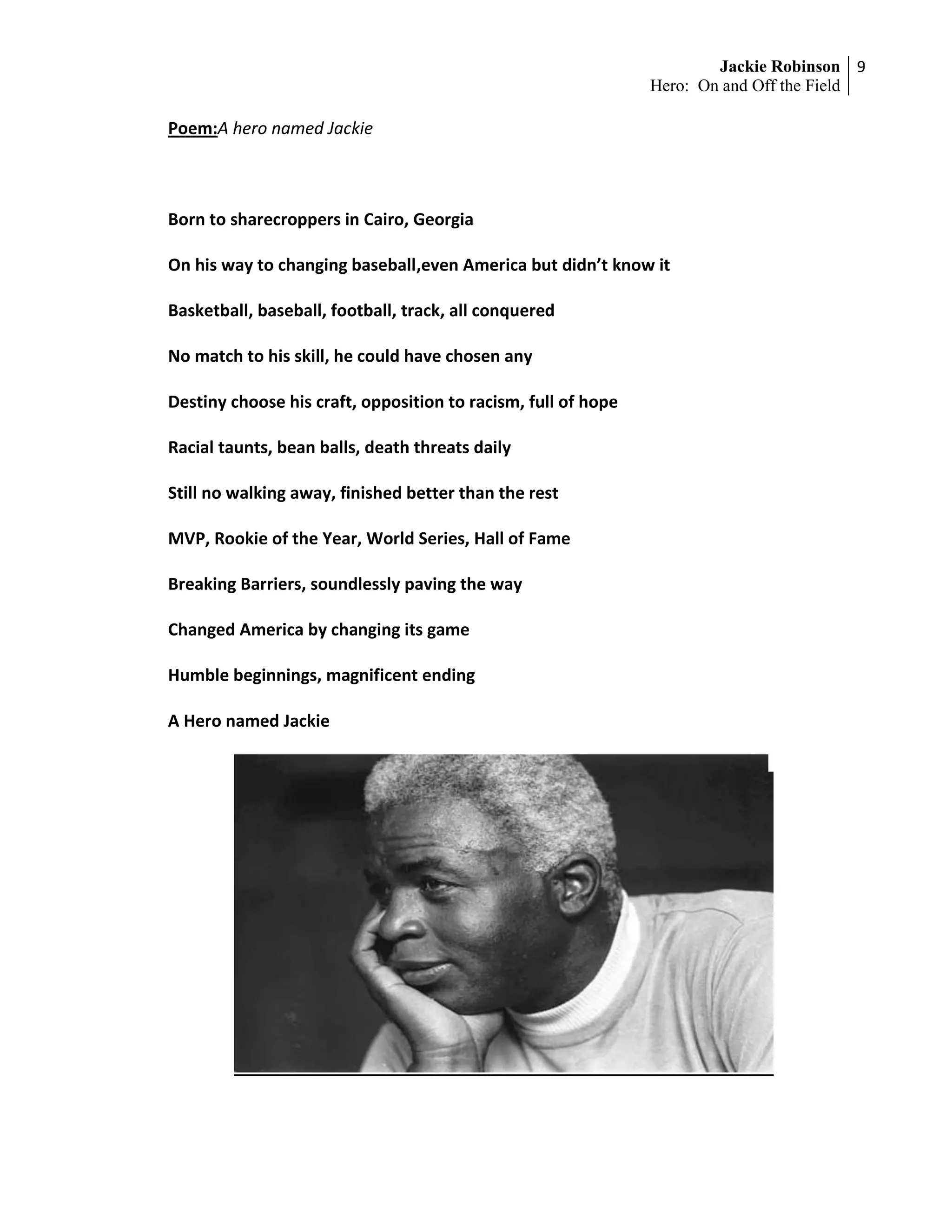 Multi genre project jackie robinson | DOCX