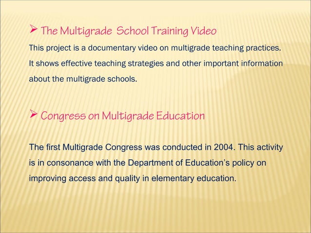 Multigrade Program in Philippine Education | PPT