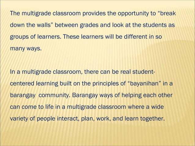 Multigrade Program in Philippine Education | PPT