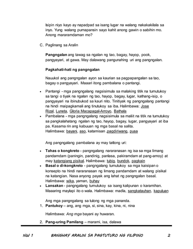 Multigrade lesson plan in filipino (uri ng pangngalan) by sheena bernal ...