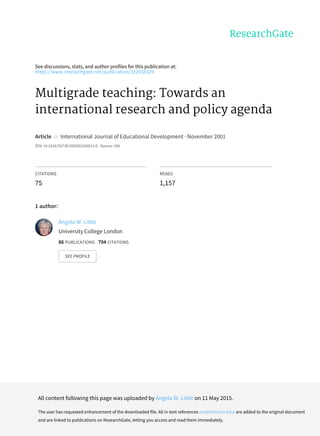 Multigrade teaching towards an international research and policy agenda ...