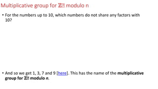 ℤₙ* The Multiplicative group for ℤₙ modulo n | PPTX