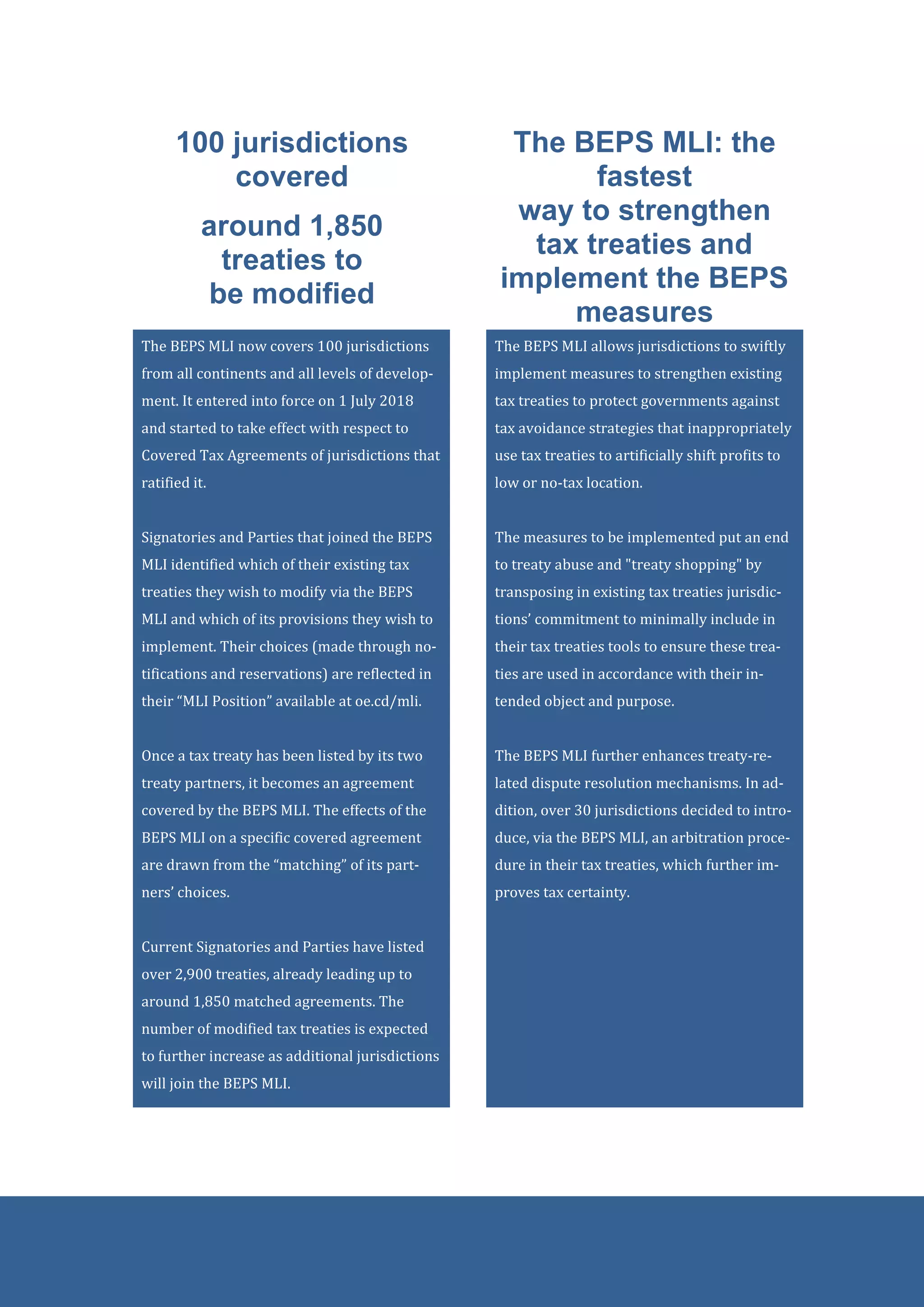 Multilateral instrument for BEPS tax treaty measures - Overview | PDF