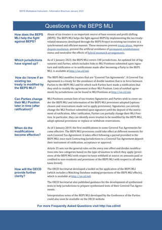Multilateral instrument for BEPS tax treaty measures - Overview | PDF