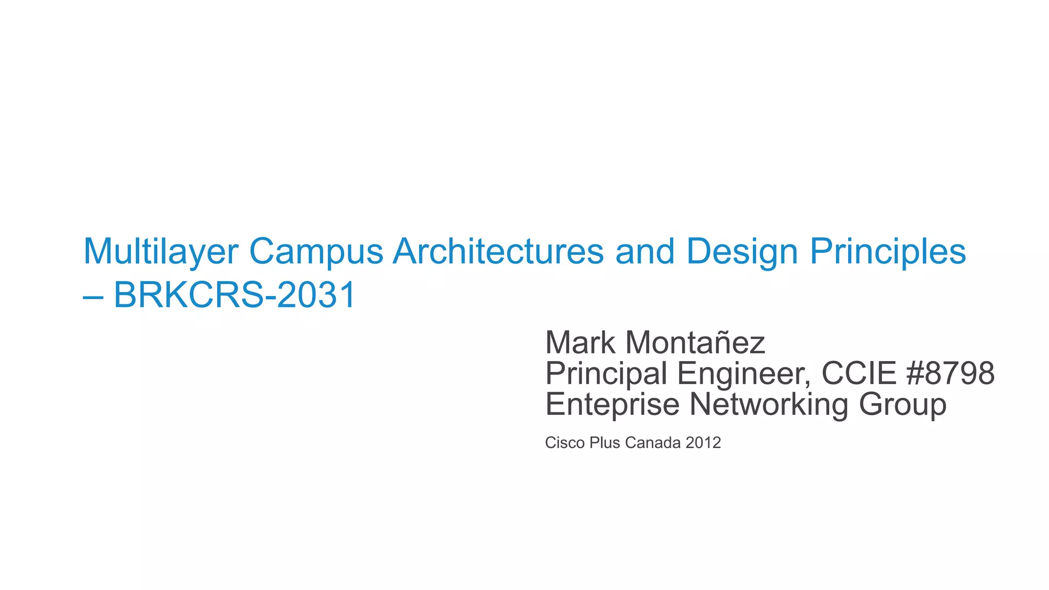 Multilayer Campus Architectures and Design Principles | PDF