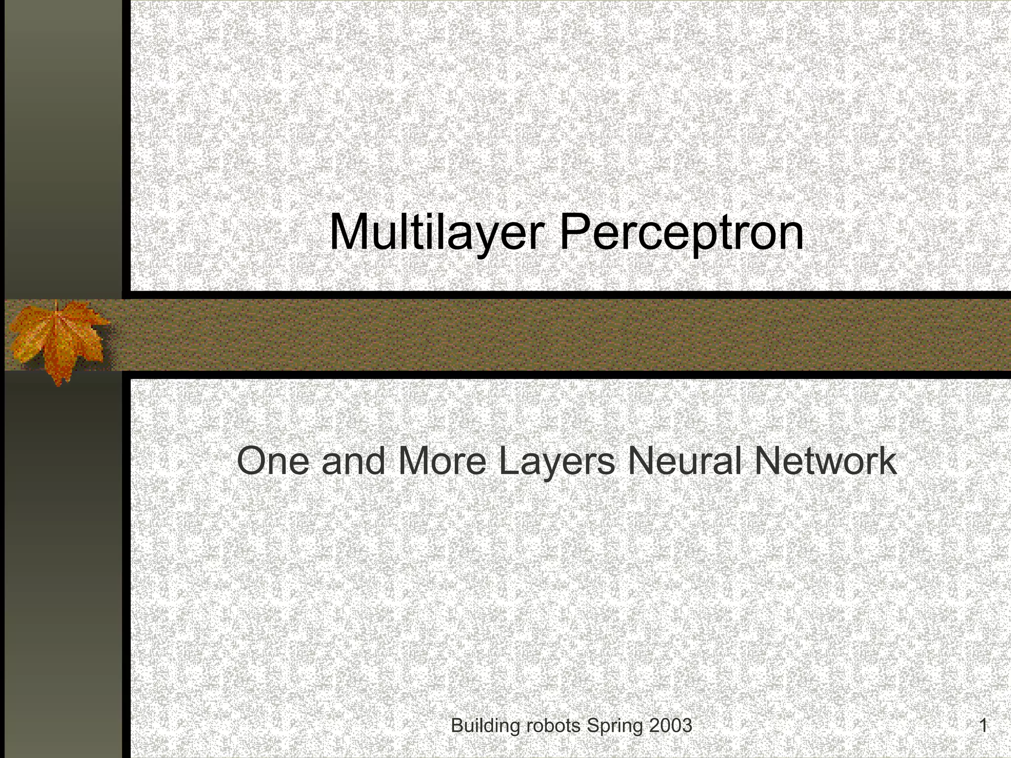 Multilayer perceptron | PPT