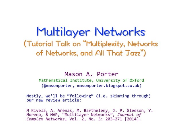 Multilayer tutorial-netsci2014-slightlyupdated | PDF | Physics | Science