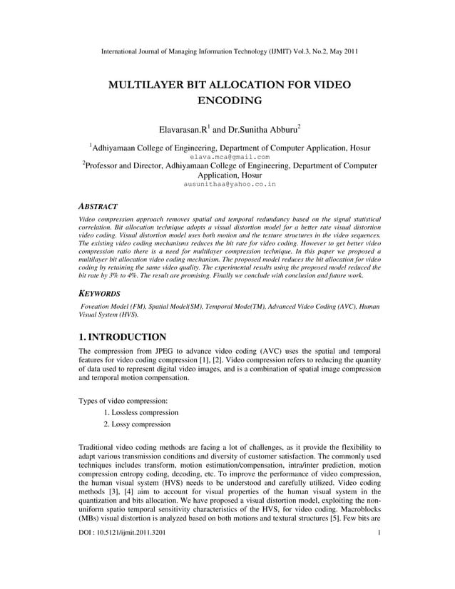 Multilayer bit allocation for video encoding | PDF