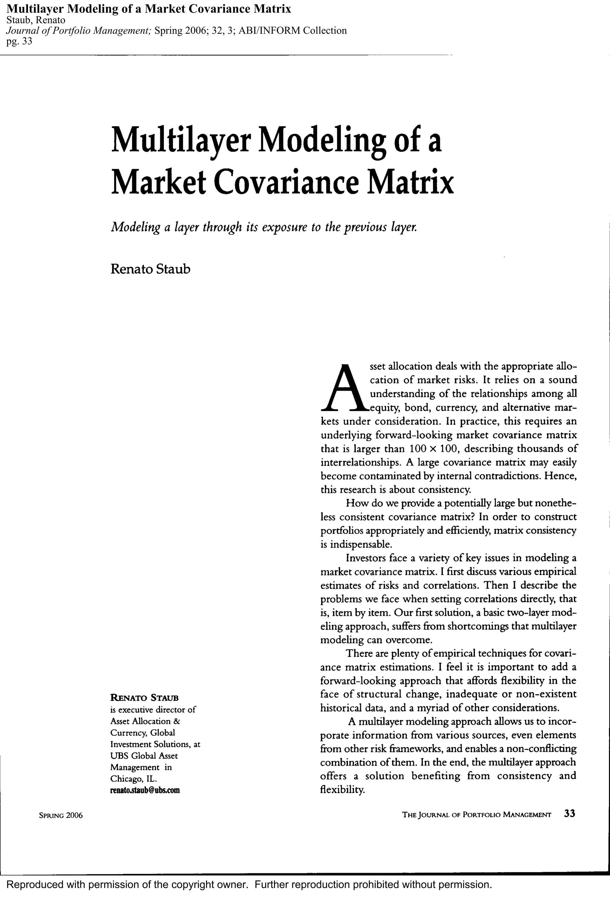 Multilayer modeling of a market covariance matrix | PDF