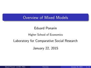 Overview of Mixed Models | PPT