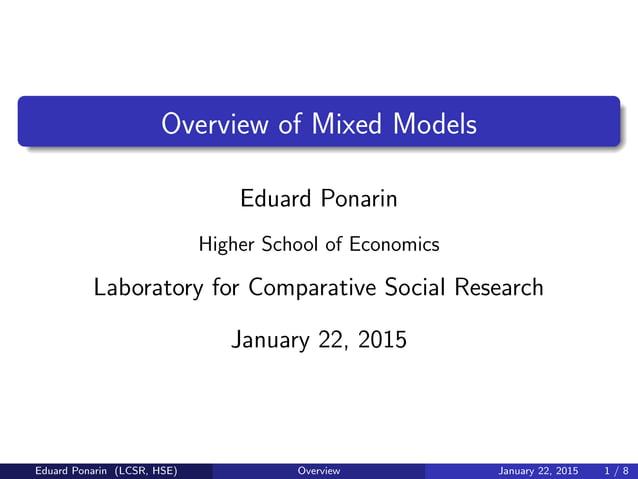 Overview of Mixed Models | PPT