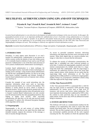 Multilevel authentication using gps and otp techniques | PDF