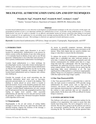 Multilevel authentication using gps and otp techniques | PDF | Internet | Computing