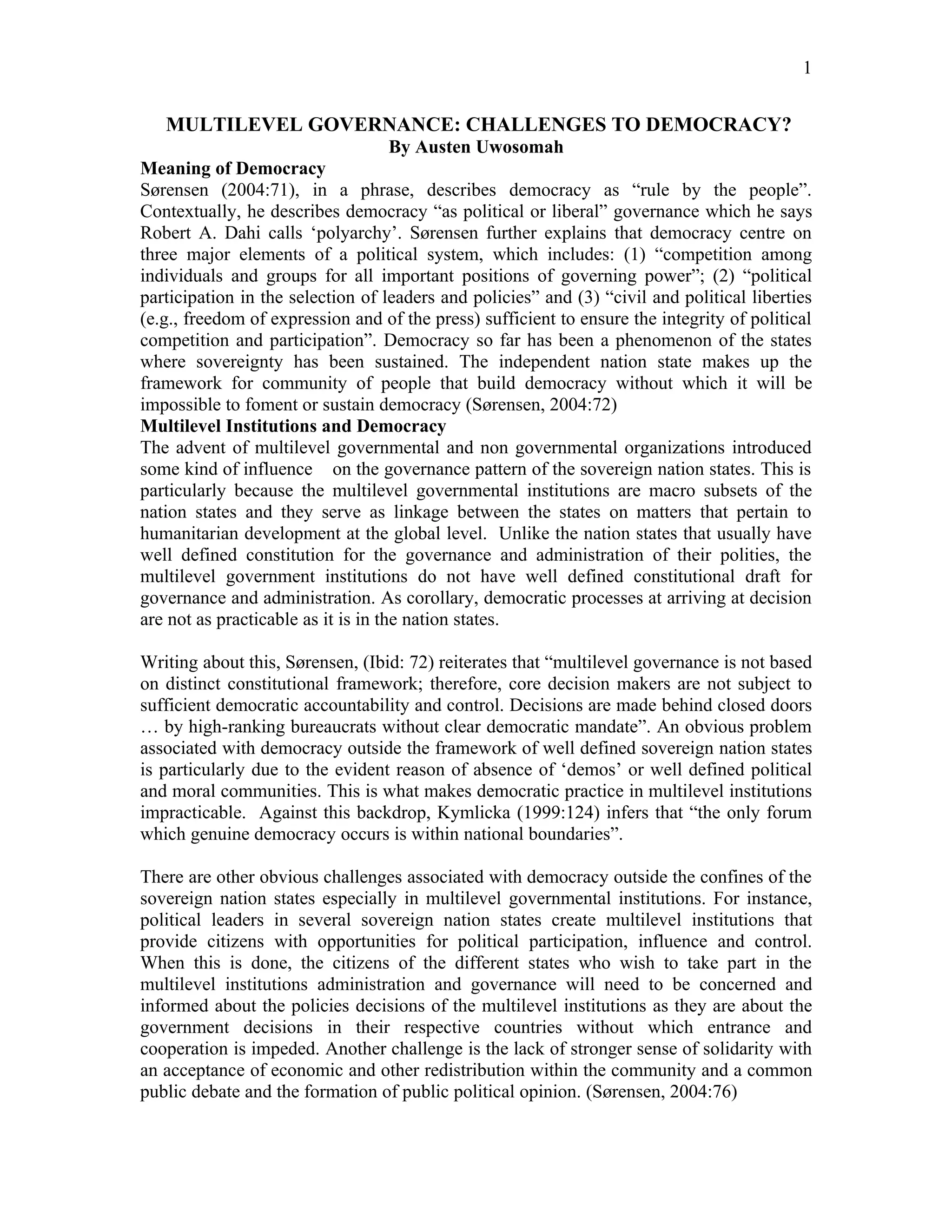 Multilevel Governance | DOC