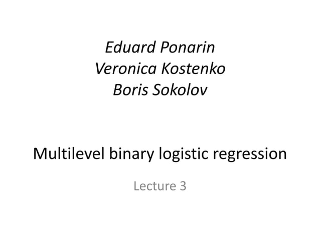 Multilevel Binary Logistic Regression | PDF | Technology & Computing