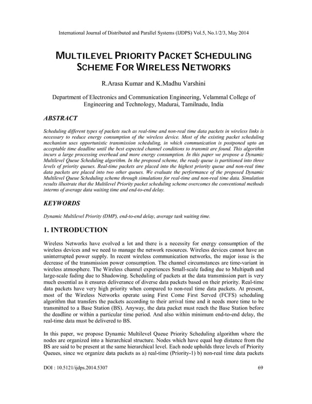 Multilevel priority packet scheduling scheme for wireless networks | PDF