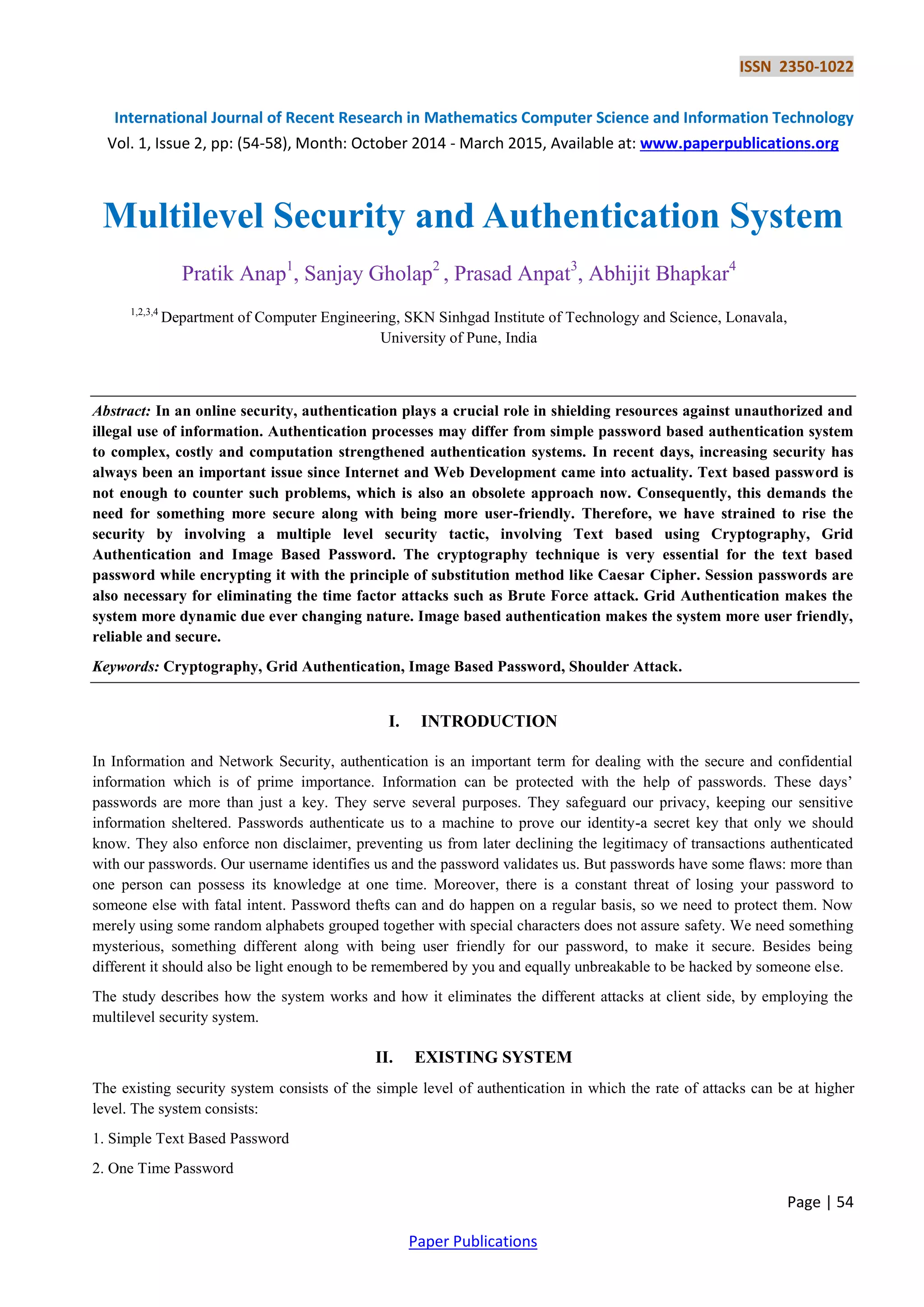 Multilevel Security and Authentication System | PDF