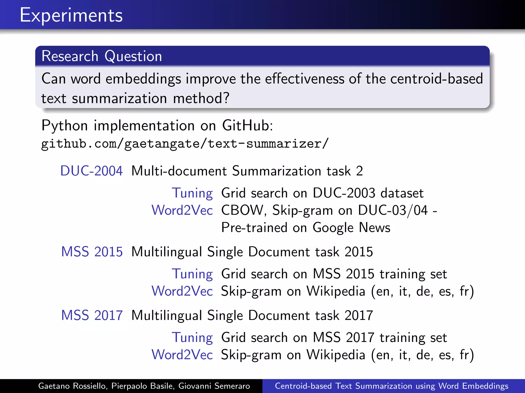 Centroid-based Text Summarization through Compositionality of Word Embeddings | PDF | Web Design ...