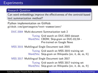 Centroid-based Text Summarization through Compositionality of Word Embeddings | PDF | Web Design ...