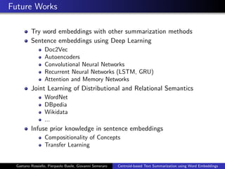 Centroid-based Text Summarization through Compositionality of Word Embeddings | PDF | Web Design ...