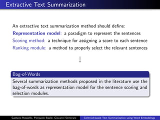 Centroid-based Text Summarization through Compositionality of Word Embeddings | PDF | Web Design ...