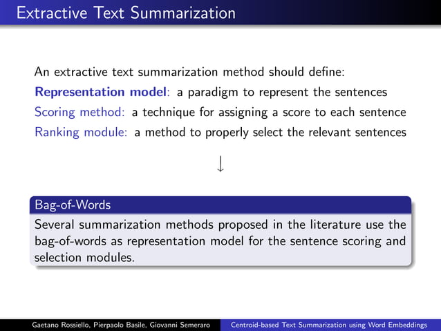 Centroid-based Text Summarization through Compositionality of Word Embeddings | PDF | Web Design ...