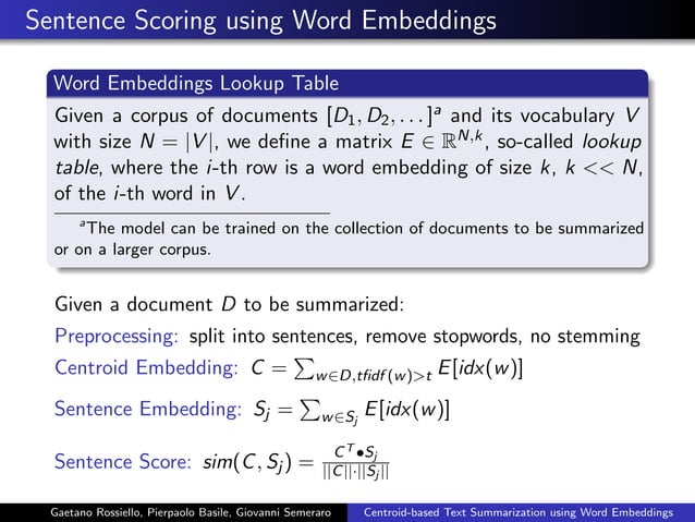 Centroid-based Text Summarization through Compositionality of Word Embeddings | PDF | Web Design ...