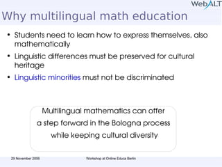 Multilingual Mathematics in WebALT | PPT | Free Download