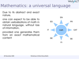 Multilingual Mathematics in WebALT | PPT | Free Download