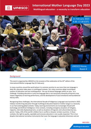 Multilingual education - a necessity to transform education. | PDF