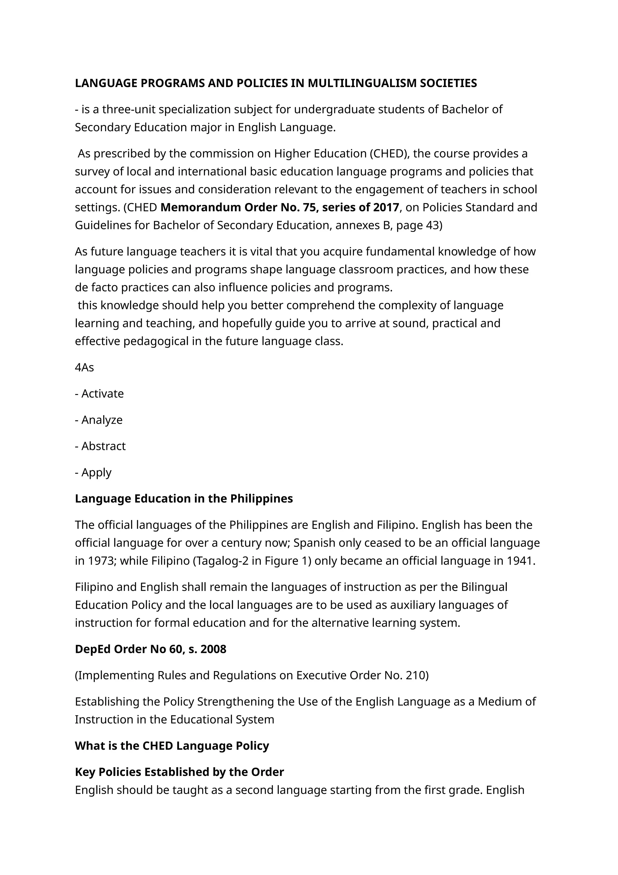 MC ELT 2 MULTILINGUALISM (Language, Program and Policies for ...