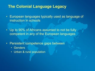 Multilingualism and language choice in sub saharan africa | PPT