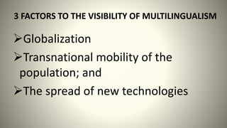 Multilingualism in Socienty Introduction Part | PDF