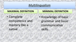 Multilingualism in Socienty Introduction Part | PDF