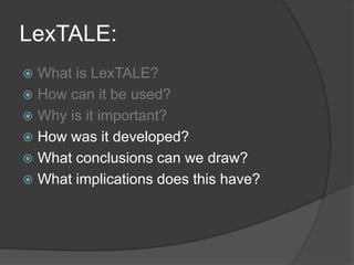 Introducing LexTALE | PPTX