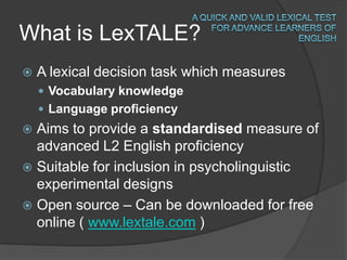 Introducing LexTALE | PPTX
