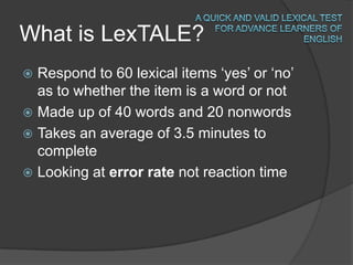 Introducing LexTALE | PPTX