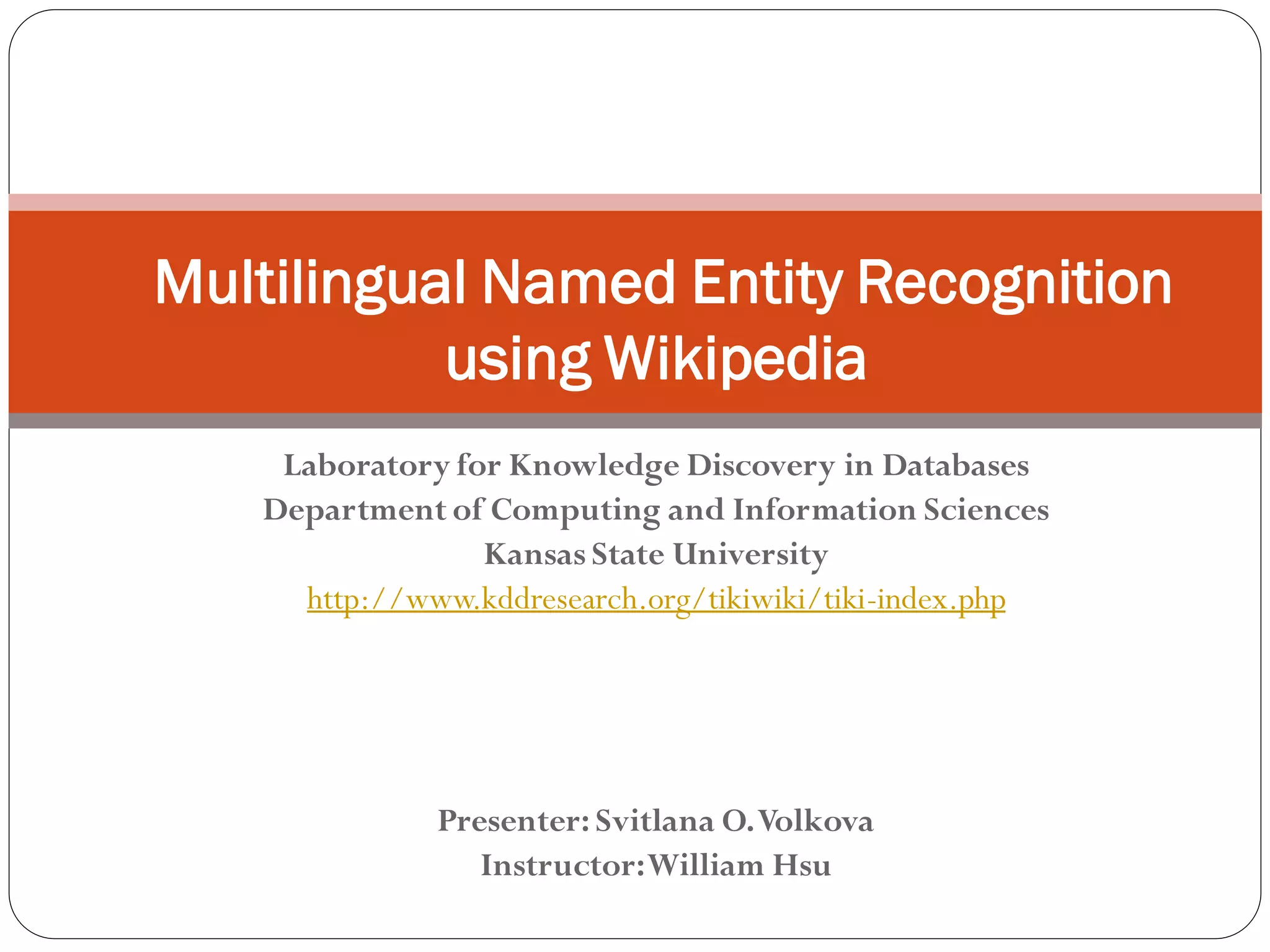 Multilingual Ner Using Wiki | PDF