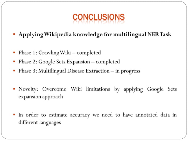Multilingual Ner Using Wiki | PPT