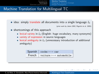 Multilingual Text Classification using Ontologies | PDF