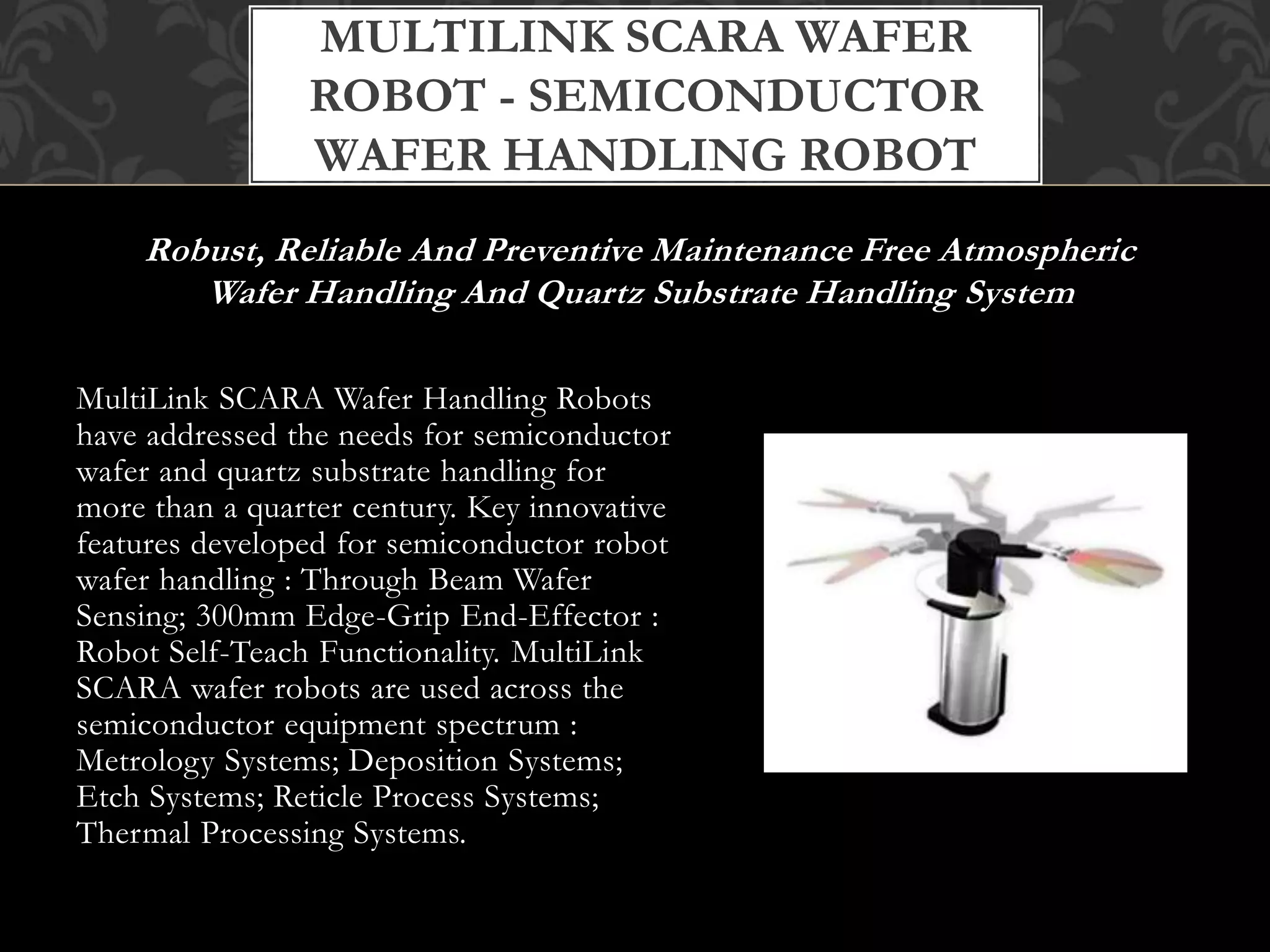 Multilink SCARA Semiconductor Pre Aligner End-Effectors Wafer Handling Robots | PPT